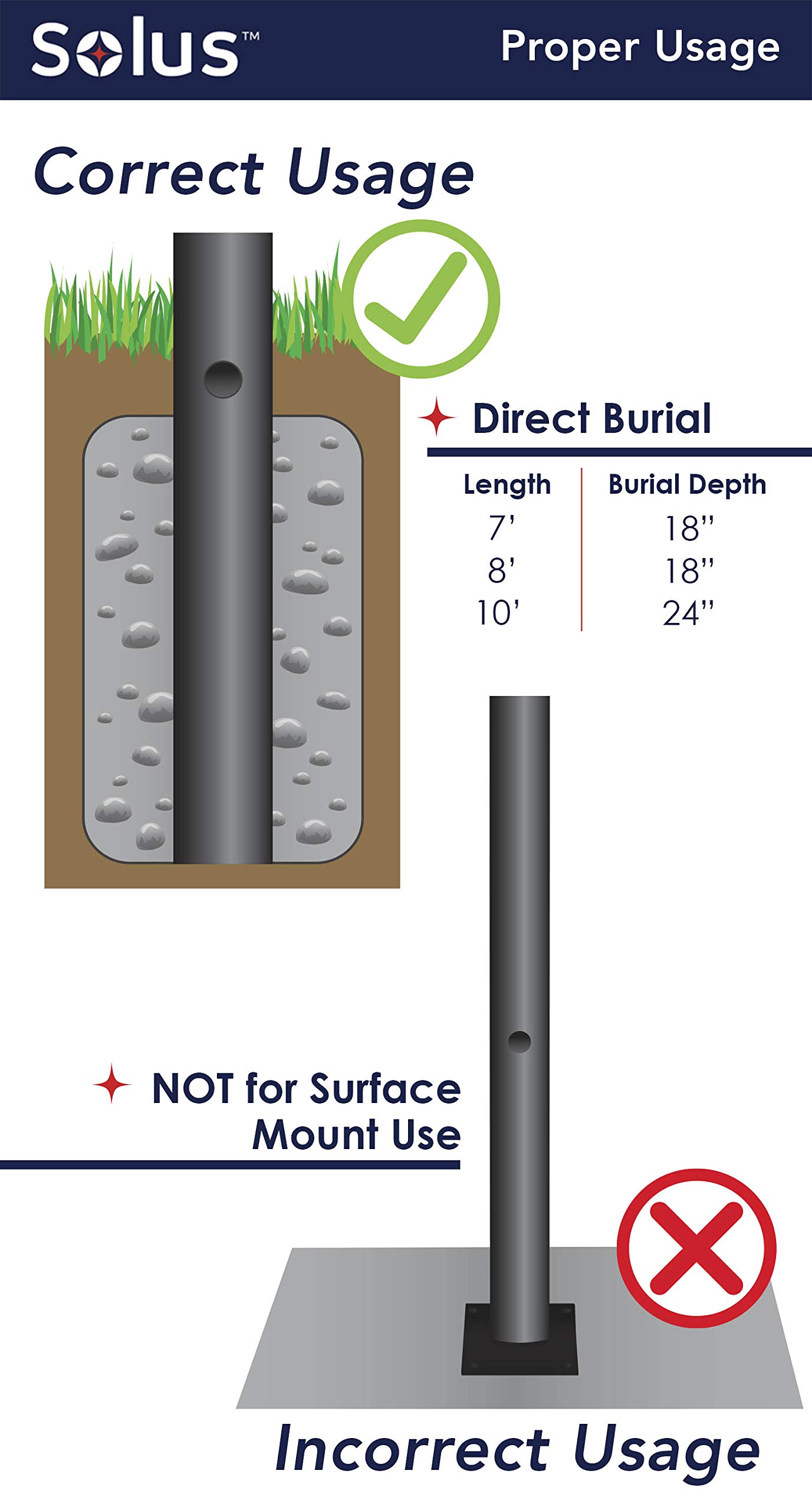 Solus SP7-C-BZ 7' Outdoor Direct Burial Lamp Post with Cross Arm & Grounded Convenience Outlet, Fits 3" Post Top Fixtures, Includes Inlet Hole, Easy to Install, Corrosion & Weather Resistant, Bronze