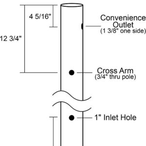 Solus SP7-C-BZ 7' Outdoor Direct Burial Lamp Post with Cross Arm & Grounded Convenience Outlet, Fits 3" Post Top Fixtures, Includes Inlet Hole, Easy to Install, Corrosion & Weather Resistant, Bronze