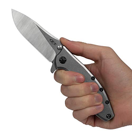 Zero Tolerance Hinderer Pocketknife; 3.5-Inch CPM 20CV Steel Blade, KVT Ball-Bearing Opening System, Flipper, Reversible Deep Carry Clip, Titanium Handle, Made in USA (0562TI), Grey