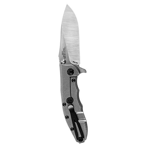 Zero Tolerance Hinderer Pocketknife; 3.5-Inch CPM 20CV Steel Blade, KVT Ball-Bearing Opening System, Flipper, Reversible Deep Carry Clip, Titanium Handle, Made in USA (0562TI), Grey