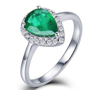 lanmi 14k white gold natural green emerald rings brilliant diamond engagement wedding for women promotion