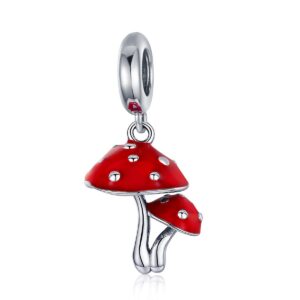 abaola botany charm 925 sterling silver cactus charm flowers beads for fashion charms bracelet & necklace (mushroom charm)