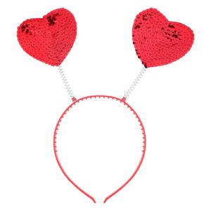 lurrose heart headband red sequin love-shaped head boppers party hair accessoires for holiday festival