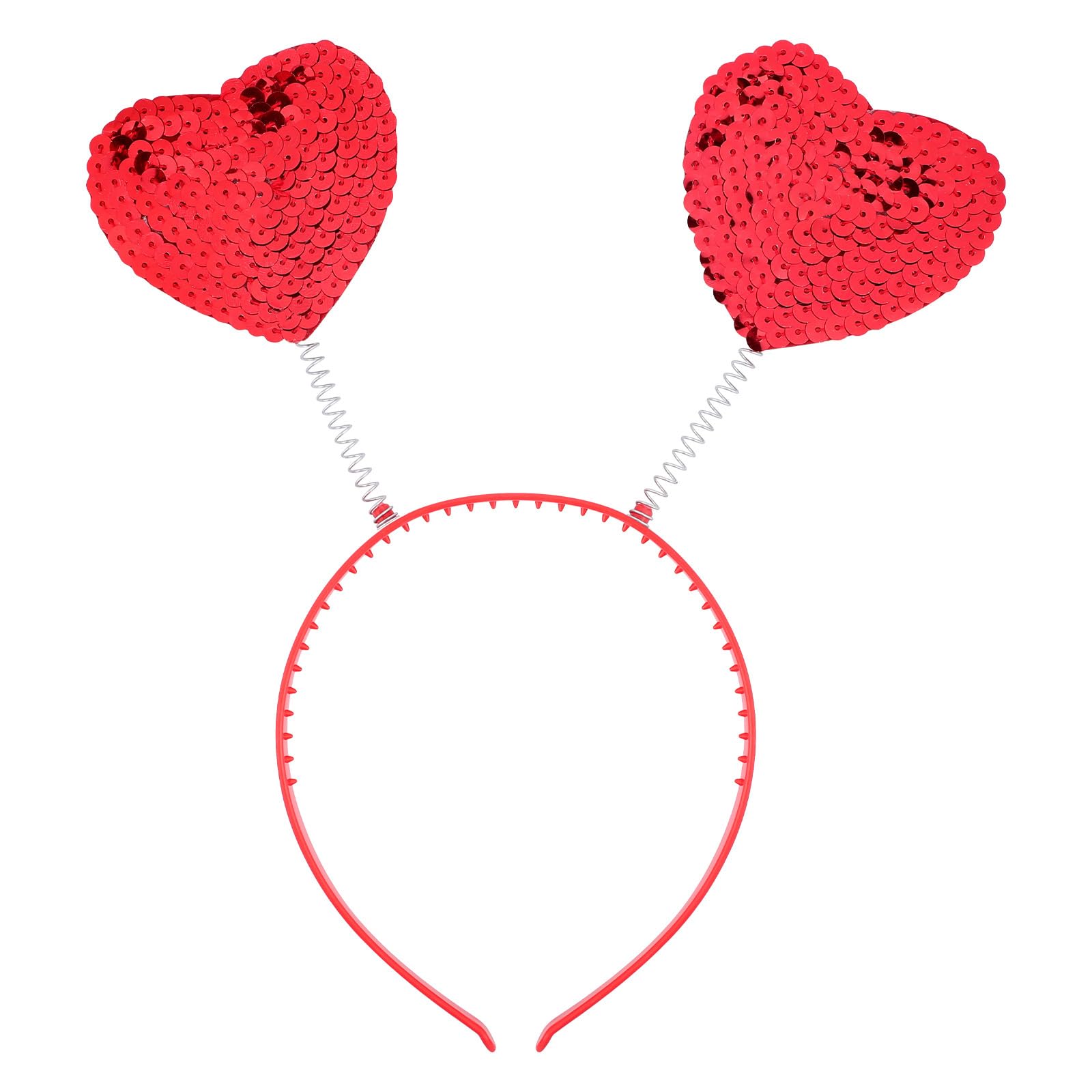 Lurrose Heart Headband Red Sequin Love-shaped Head Boppers Party Hair Accessoires for Holiday Festival