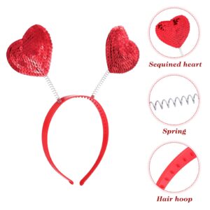 Lurrose Heart Headband Red Sequin Love-shaped Head Boppers Party Hair Accessoires for Holiday Festival