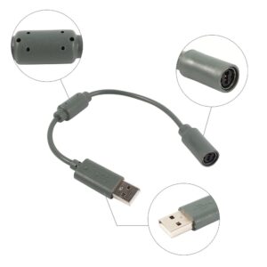 Zerone Replacement Wired Controller USB Breakaway Adapter Connection Cable Cord for XBOX360 (Gray)