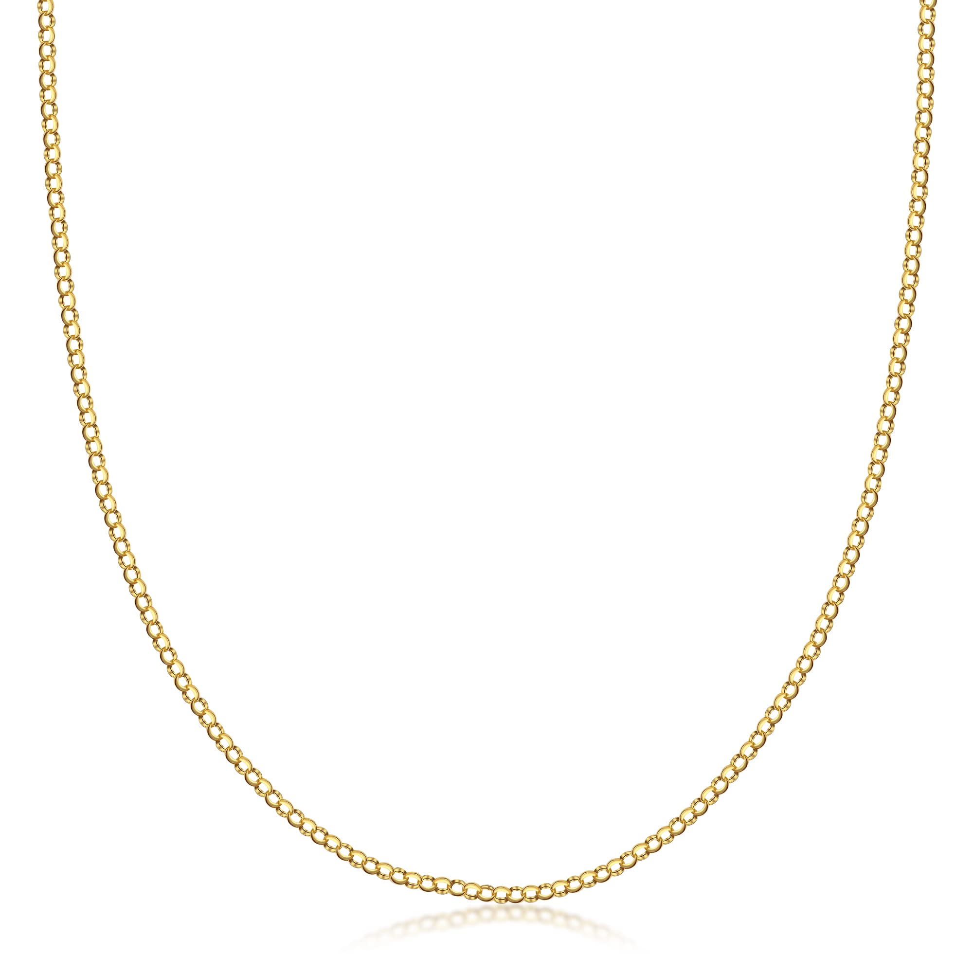 PORI JEWELERS 10K Yellow Gold 2.0MM Round Rolo Link Chain Necklace - Made in Italy (Yellow, 22)