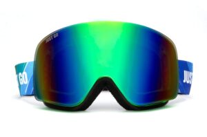 just go ski goggles for skiing dual-layer anti-fog 100% uv protection lens snowboard goggles, green frame/green revo lens (vlt 23.8%)