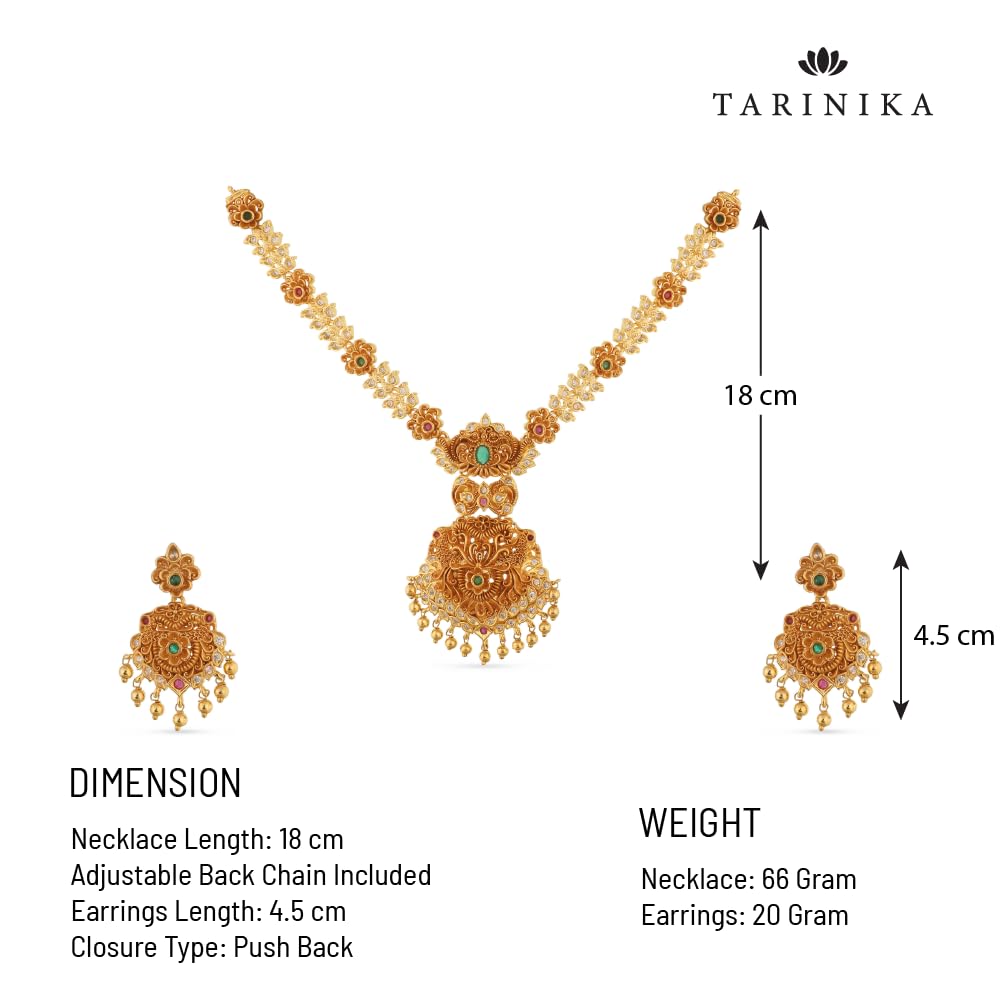 TARINIKA Dual Tone Arina Nakshatra CZ Short Necklace Set with Peacock Design - Indian Jewelry Sets for Women | Perfect for Ethnic Occasions | Traditional south Indian necklace | 1 Year Warranty*