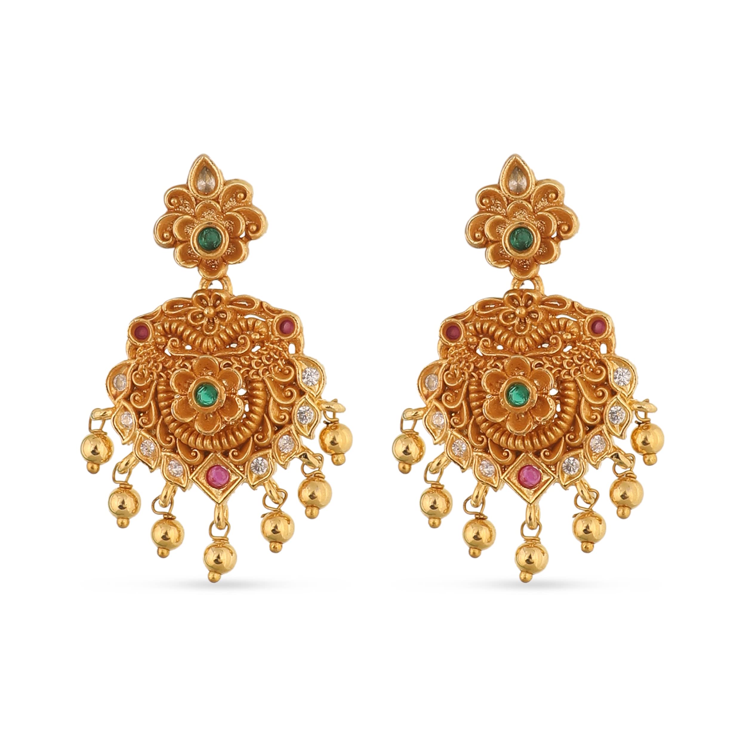 TARINIKA Dual Tone Arina Nakshatra CZ Short Necklace Set with Peacock Design - Indian Jewelry Sets for Women | Perfect for Ethnic Occasions | Traditional south Indian necklace | 1 Year Warranty*