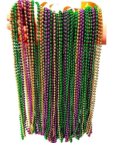 Metallic Beaded Necklaces, Mardi Gras Necklaces, Festive Necklace Multi Packs (144 Piece Pack)