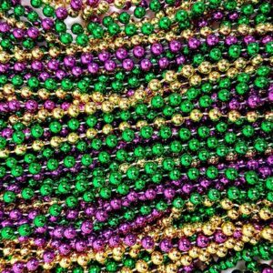 Metallic Beaded Necklaces, Mardi Gras Necklaces, Festive Necklace Multi Packs (144 Piece Pack)