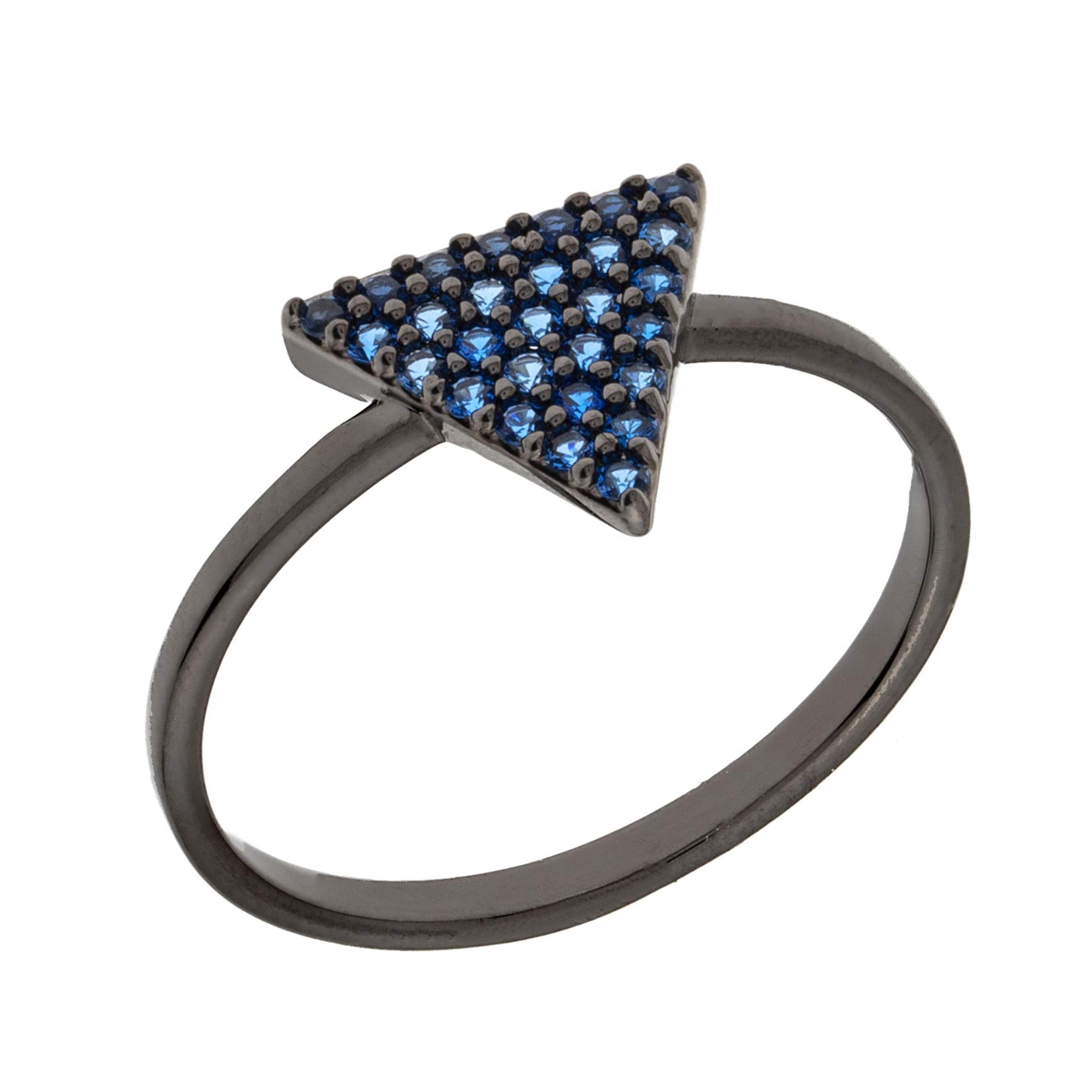 Elegant Confetti Venice 18k Black Gold Plated Cubic Zirconia Blue Triangle Fashion Ring