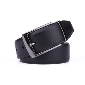 axesoria men's vegan reversible belt gunmetal buckle black/tan 32/34