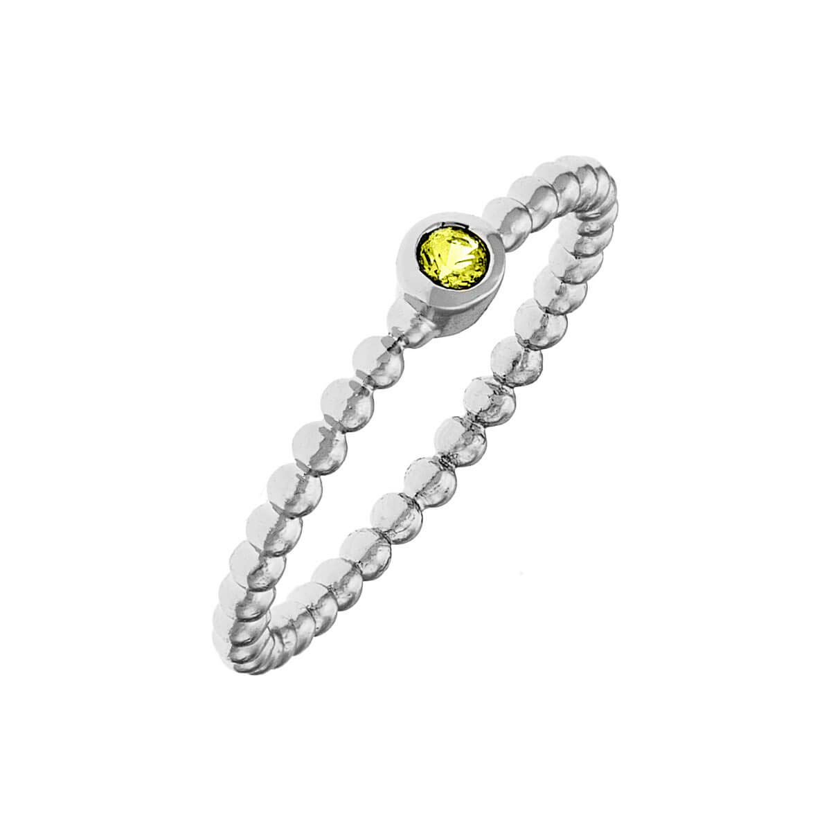 Elegant Confetti Venice 18k White Gold Plated Cubic Zirconia Yellow Stone Stackable Fashion Ring