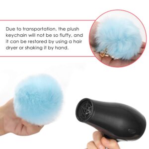 Soleebee Soft Artificial Rabbit Fur Keychain Plush Ball Key Ring Cute Pom Pom Bag Charm for Women Girls (Black)