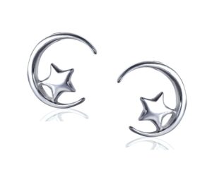 farrydream genuine 925 sterling silver star moon studs earrings for women christmas gifts