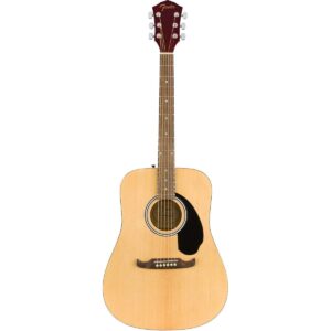 fender acoustic guitar with guitar bag, with 2-year warranty, fa-125 dreadnought with alloy steel strings, glossed natural finish, basswood construction