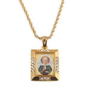 br gold jewelry russia blessed matrona of moscow pendant necklaces catholicism orthodox church virgin mary