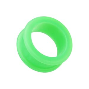 covet jewelry flexible silicone double flared ear gauge tunnel plug (5/8" (16mm), green)