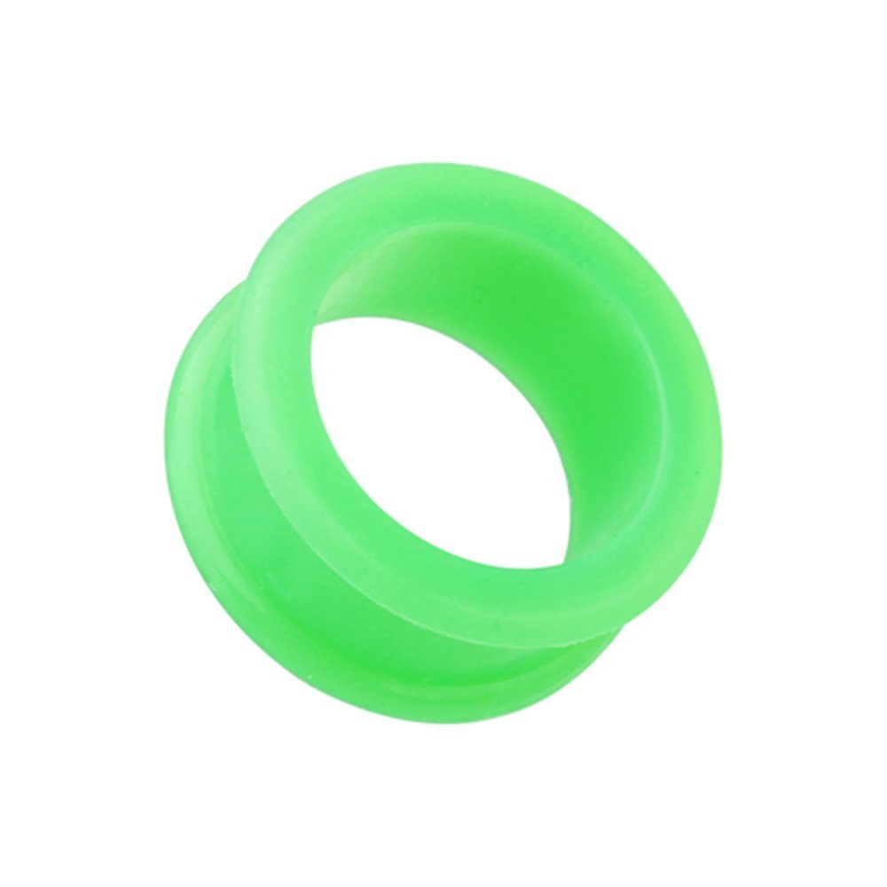 Covet Jewelry Flexible Silicone Double Flared Ear Gauge Tunnel Plug (5/8" (16mm), Green)