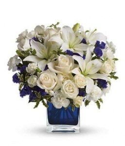 blue sympathies bouquet - same day sympathy flowers delivery - sympathy flower - sympathy gifts - send online sympathy plants & flowers