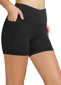 baleaf biker shorts women yoga gym workout spandex running volleyball tummy control compression shorts with pockets 5" black xxxl