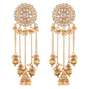 aheli dangle earrings with tassel faux kundan embellishment indian fashion ethnic wedding party bollywood jewelry for women