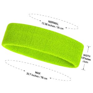 ONUPGO Kids Sweatbands Headband Wristband Set - Athletic Cotton Sweat Band for Sports (1 Headband + 2 Wristbands) (Neon Green)