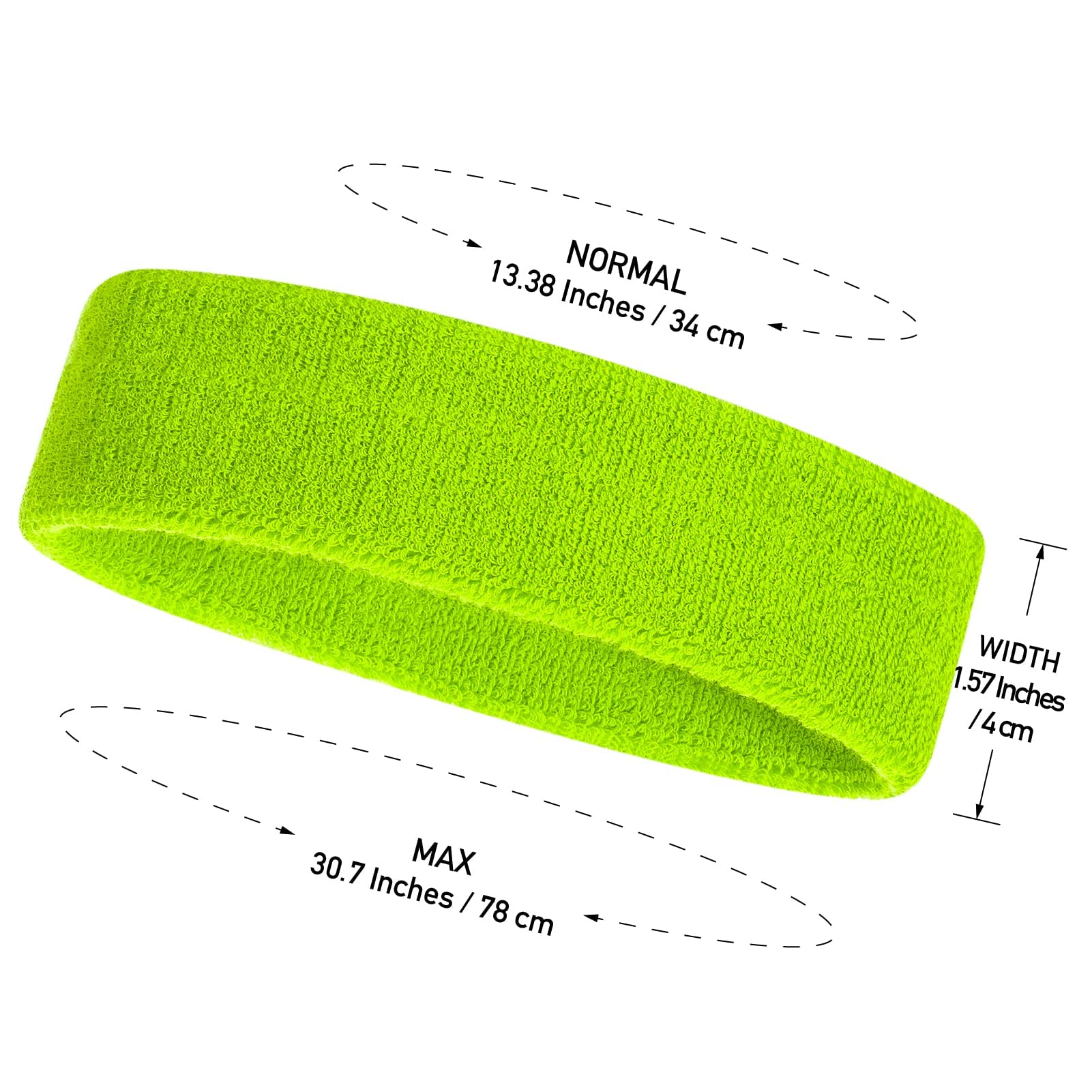 ONUPGO Kids Sweatbands Headband Wristband Set - Athletic Cotton Sweat Band for Sports (1 Headband + 2 Wristbands) (Neon Green)