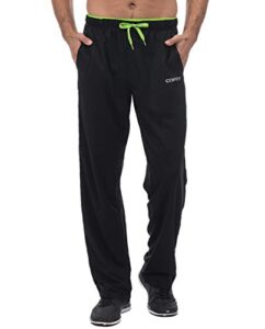 cenfor men's sweatpant with pockets open bottom athletic pants for jogging, workout, gym, running, hiking, training(black,s)