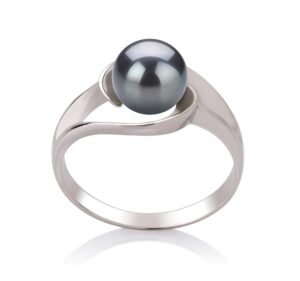 clare black 6-7mm aaa quality freshwater 925 sterling silver cultured pearl ring for women - size-9