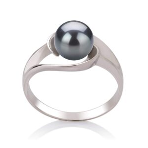 Clare Black 6-7mm AAA Quality Freshwater 925 Sterling Silver Cultured Pearl Ring For Women - Size-9