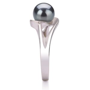 Clare Black 6-7mm AAA Quality Freshwater 925 Sterling Silver Cultured Pearl Ring For Women - Size-9