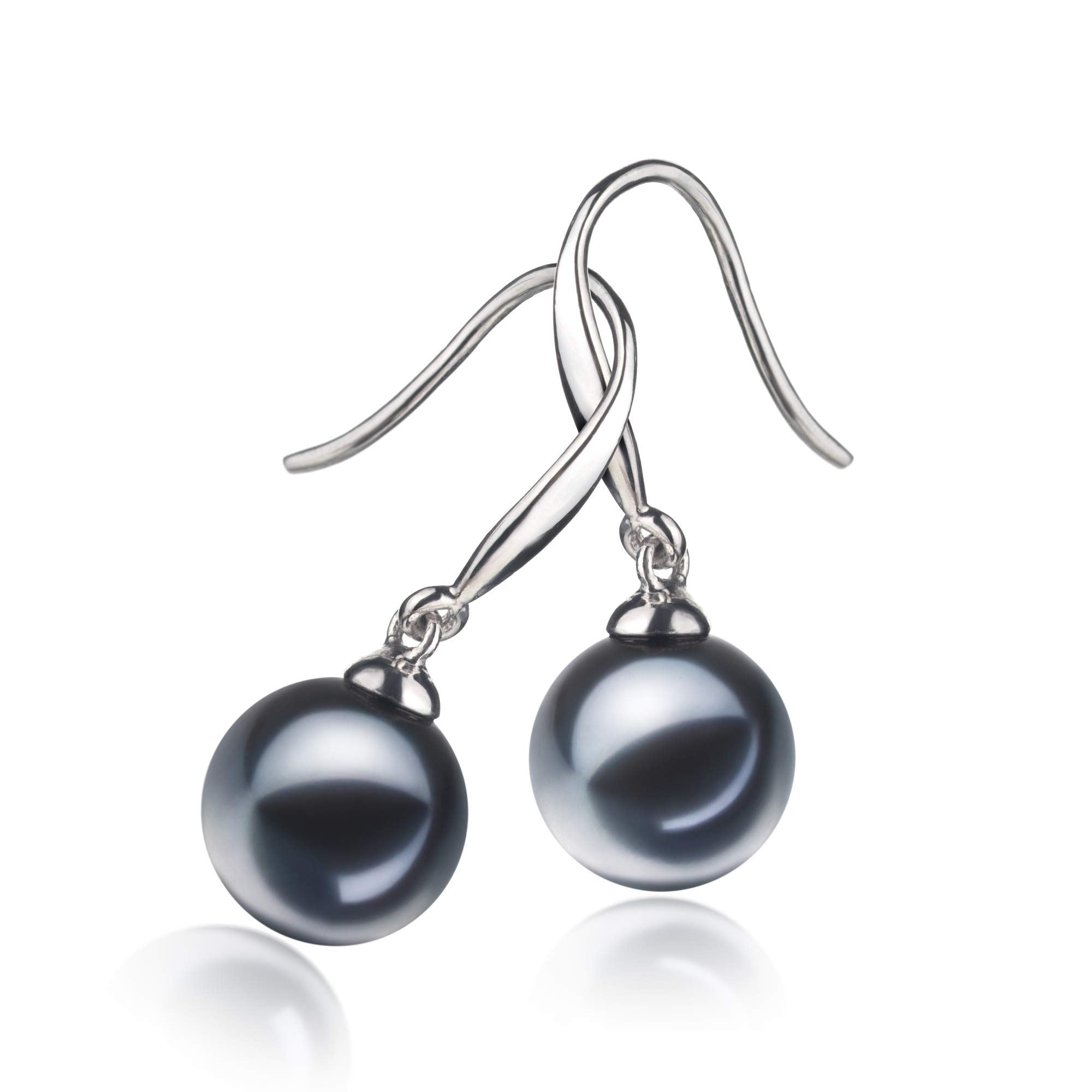 Yoko Black 7-8mm AAAA Quality Freshwater 925 Sterling Silver Cultured Pearl Earring Pair For Women