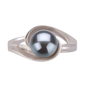 Clare Black 6-7mm AAA Quality Freshwater 925 Sterling Silver Cultured Pearl Ring For Women - Size-9