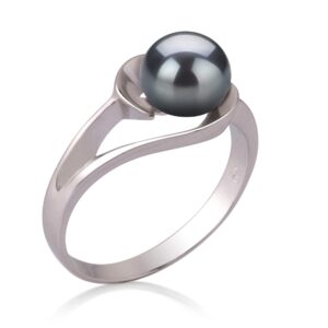 Clare Black 6-7mm AAA Quality Freshwater 925 Sterling Silver Cultured Pearl Ring For Women - Size-9