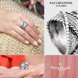 Paz Creations 925 Sterling Silver Wrapped Band Ring, Spiral Statement Rings For Women, Street Style Jewelry, Gift Ready For Her, Size 9