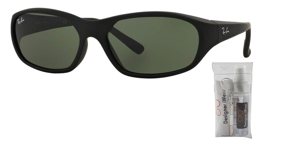 Ray-Ban RB2016 DADDY-O W2578 59M Matte Black/Plastic Lens Green Rectangular Sunglasses + BUNDLE with Designer iWear Eyewear Kit