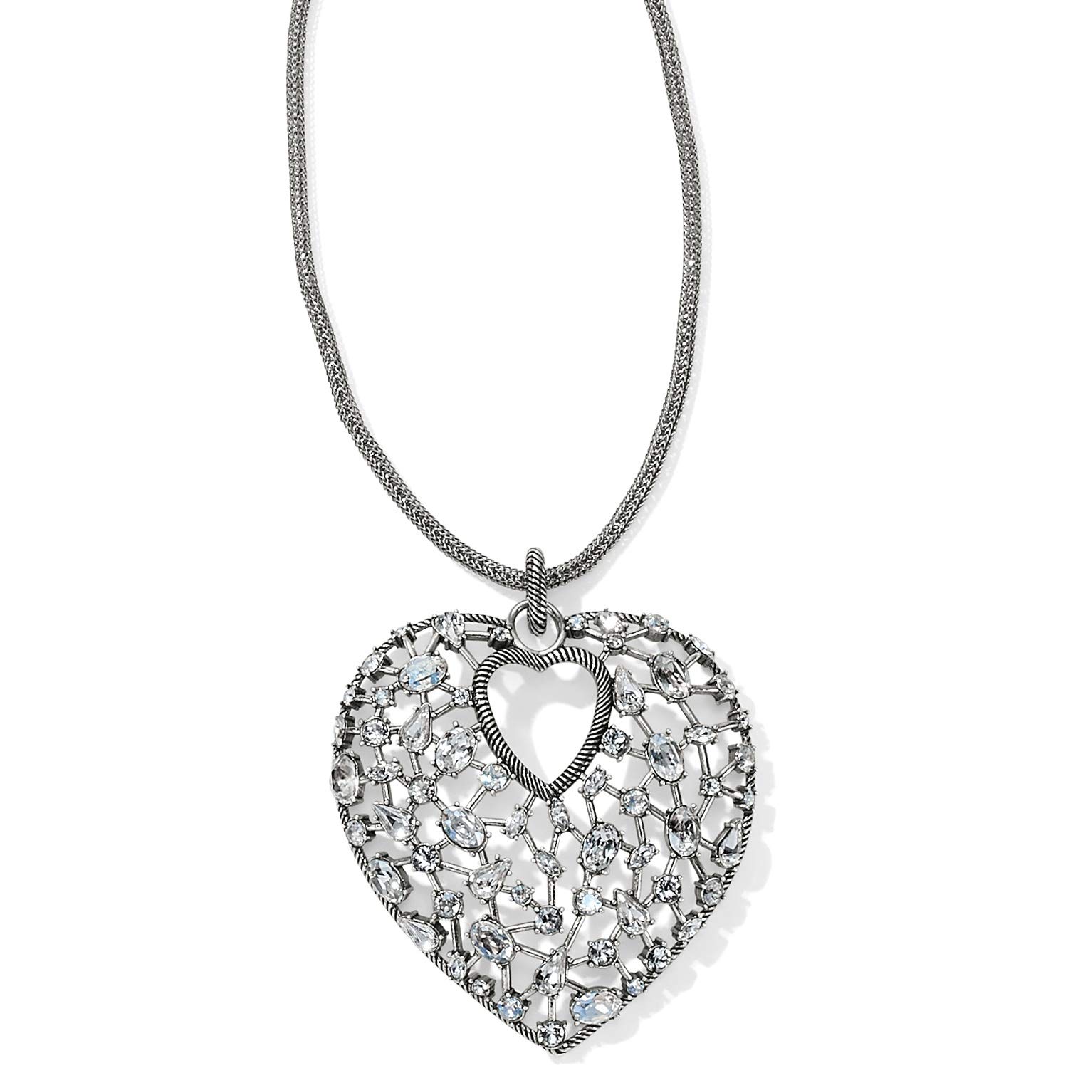 Brighton One Love Clear Crystal Convertible Heart Necklace