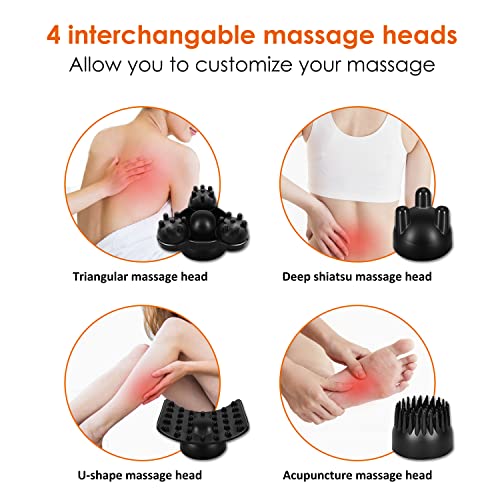 Snailax Cordless Handheld Back Massager - Rechargeable Percussion Massage with Heat, Deep Tissue Massager for Neck Shoulder Waist Leg Foot Back, Portable Wand Massager for Full Body