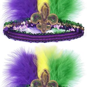 Myjoyday Women's Fascinators, Feathers Tea Party Hat, Veil Headband with Hair Clip for Cocktail Church (Yellow & Purple & Green)