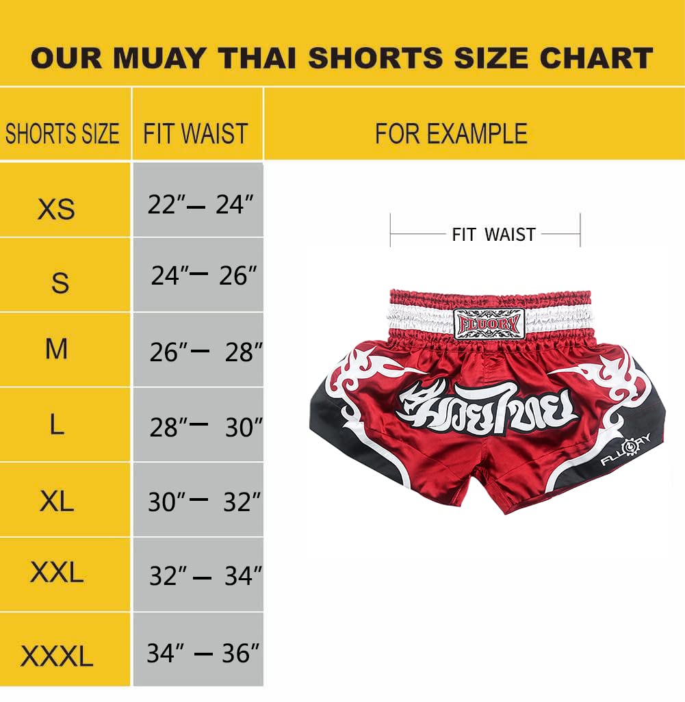 FLUORY Muay Thai Fight Shorts,MMA Shorts Clothing Training Cage Fighting Grappling Martial Arts Kickboxing Shorts Clothing