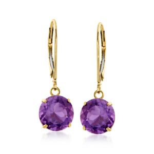 ross-simons 3.20 ct. t.w. amethyst drop earrings in 14kt yellow gold