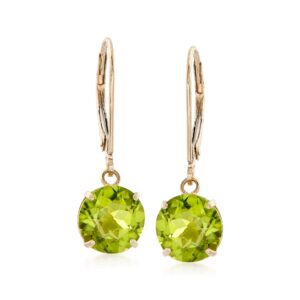 ross-simons 3.90 ct. t.w. peridot drop earrings in 14kt yellow gold