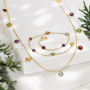 RS Pure by Ross-Simons 2.70 ct. t.w. Bezel-Set Multi-Gemstone Station Necklace in 14kt Yellow Gold. 16 inches