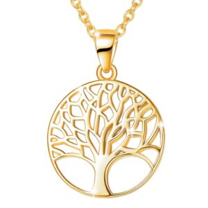 agvana gold plated sterling silver tree of life pendant necklace for women dainty family tree necklace anniversary jewelry birthday gifts for women mom wife lover grandma her