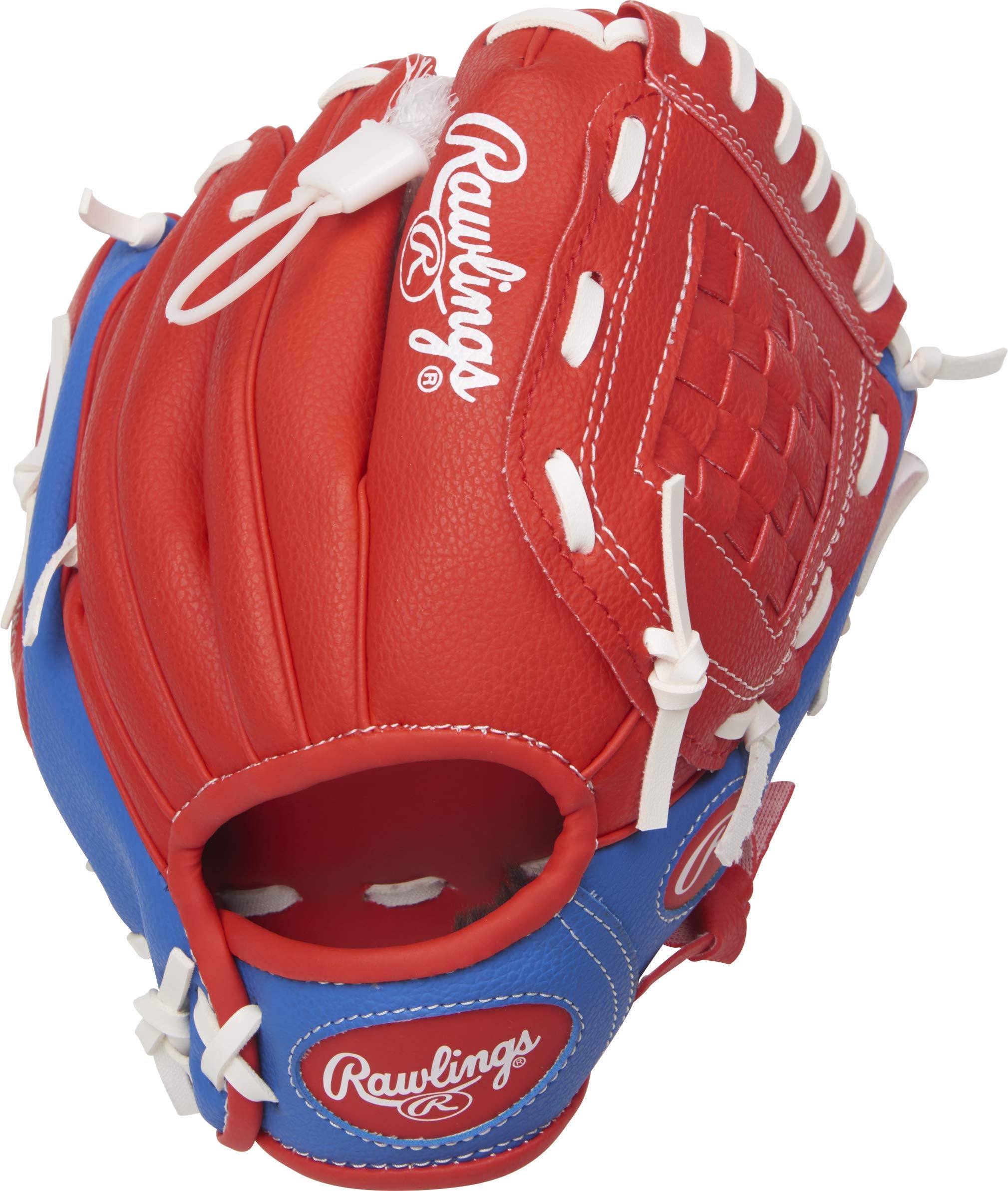 Rawlings | PLAYERS Series T-Ball & Youth Baseball Glove | Right Hand Throw | 9" | Red/Blue with Ball