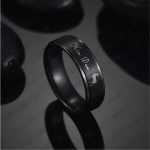 Blowin Romantic Black Stainless Steel Womens Ring His Doe Elk Promise Ring Engagement Wedding Band for Valentines Anniversary (Her Size 6)