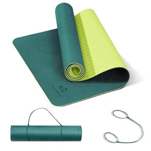 ewedoos yoga mat non slip tpe yoga mats exercise mat eco friendly workout mat for yoga, pilates and floor exercise thick fitness mat carry strap included